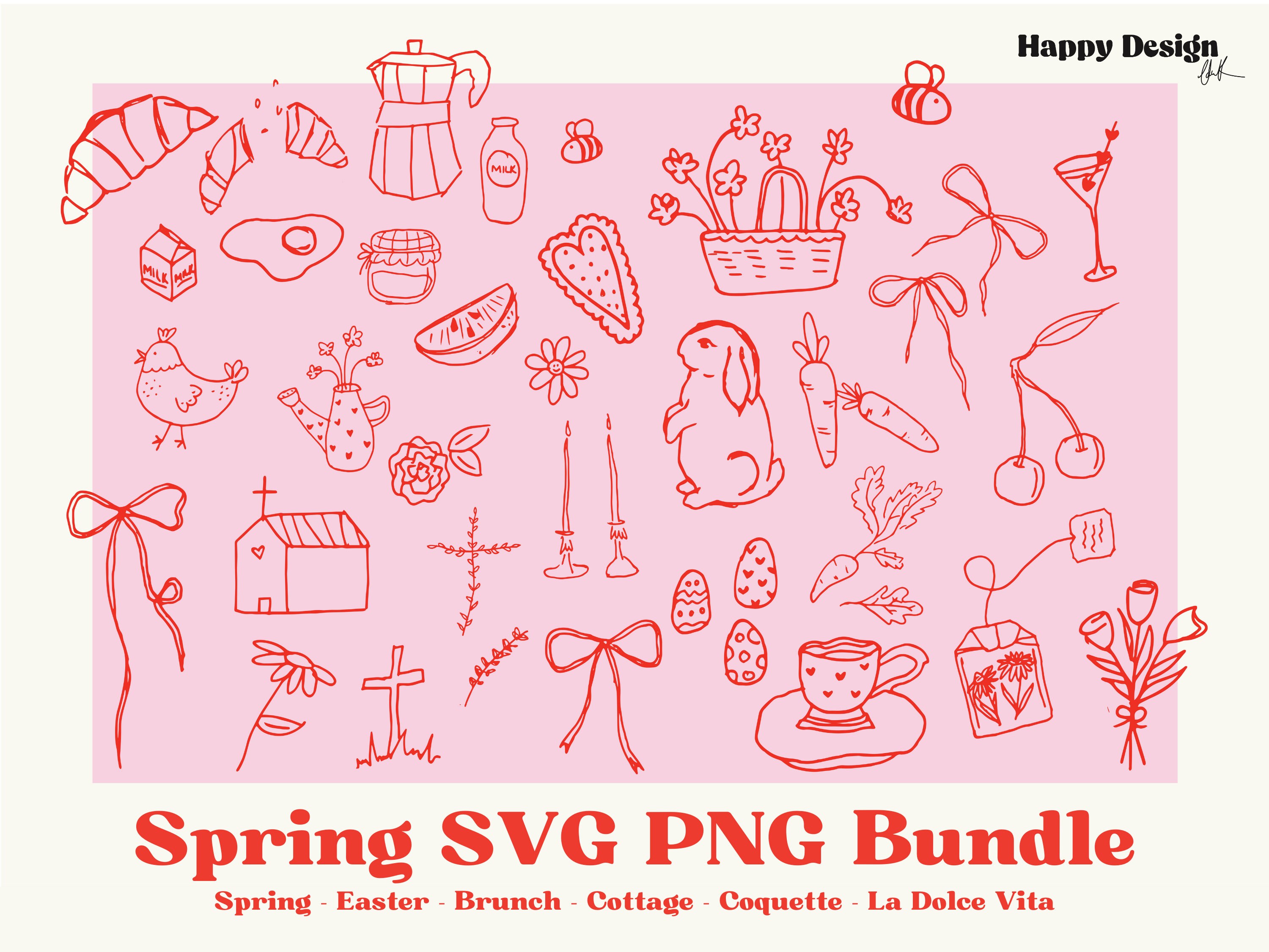 Easter Clip Art SVG Bundle, Easter PNG, Bunny Graphic, Spring SVG ...