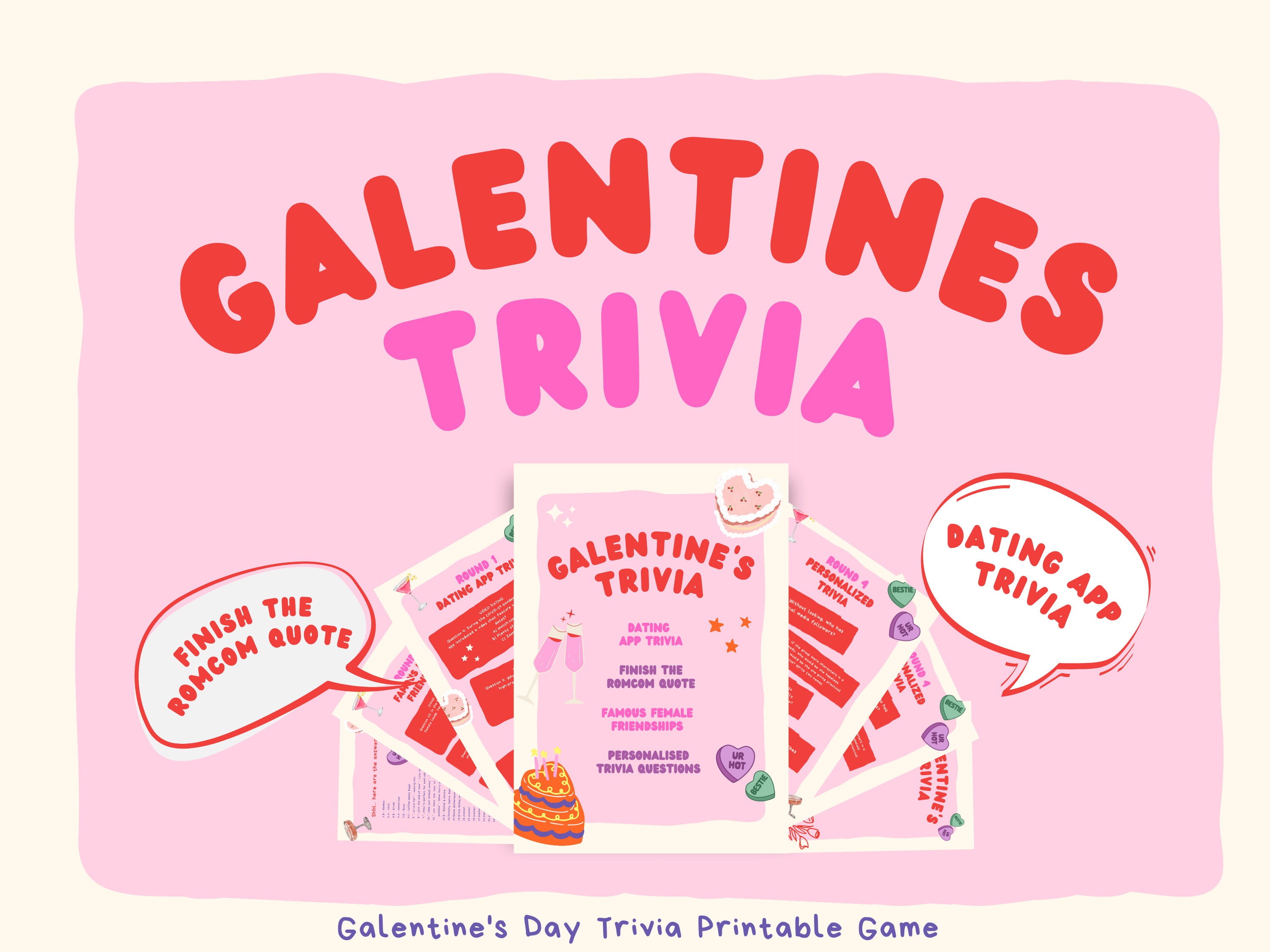 Galentine's Day Trivia Printable Game - Dating App Trivia, Romcom ...