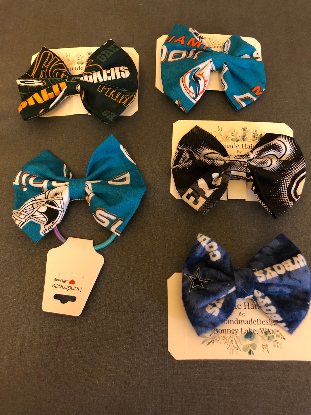 NFL Teams Hair Bows , Piggie Bows, Sailor Bows, Bandana Bows - Etsy