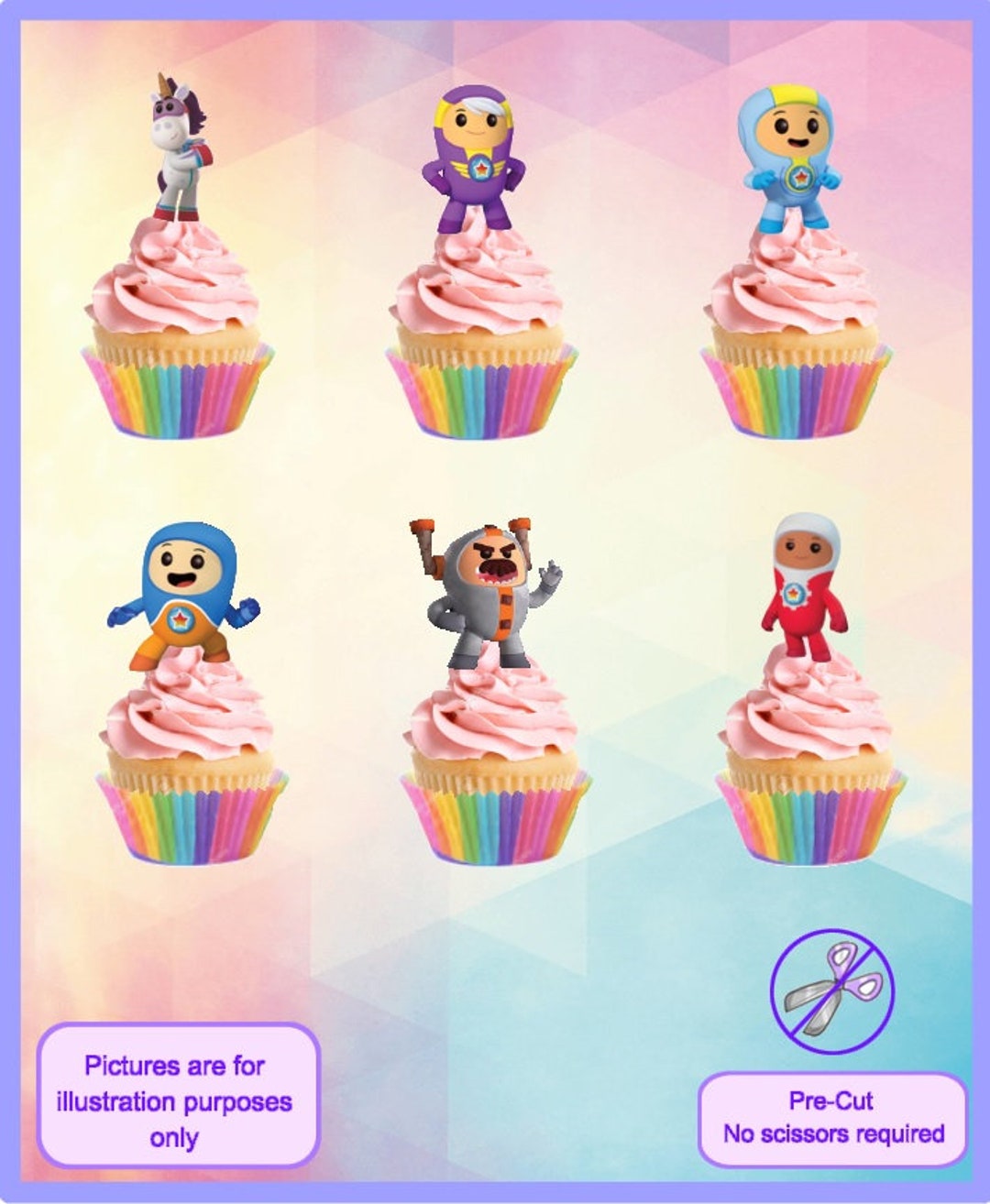 Go Jetters Edible Cupcake Toppers – Stand up Cake Decorations for Kids ...