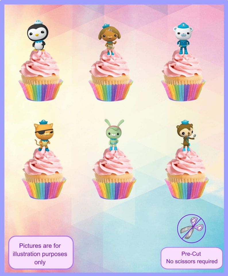 Octonauts Edible Stand up Cupcake Toppers 24 in a Pack | Etsy UK