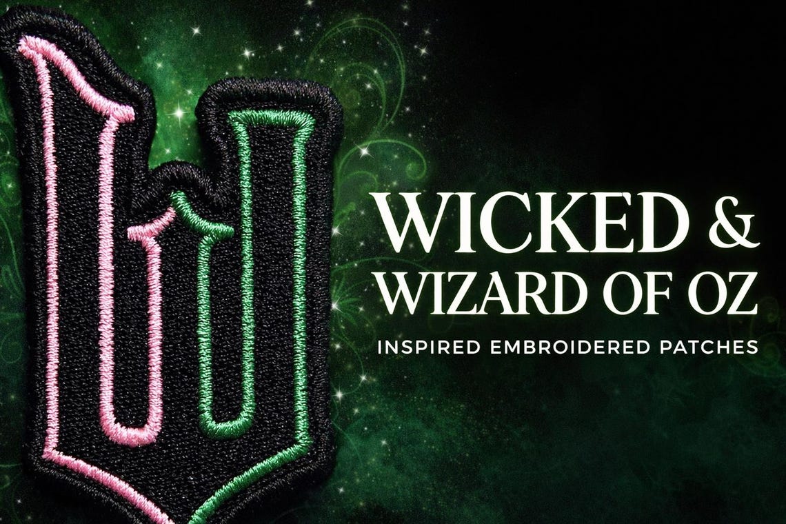 Wicked & Wizard of Oz Inspired Embroidered Patch | Pink Green W Patch ...