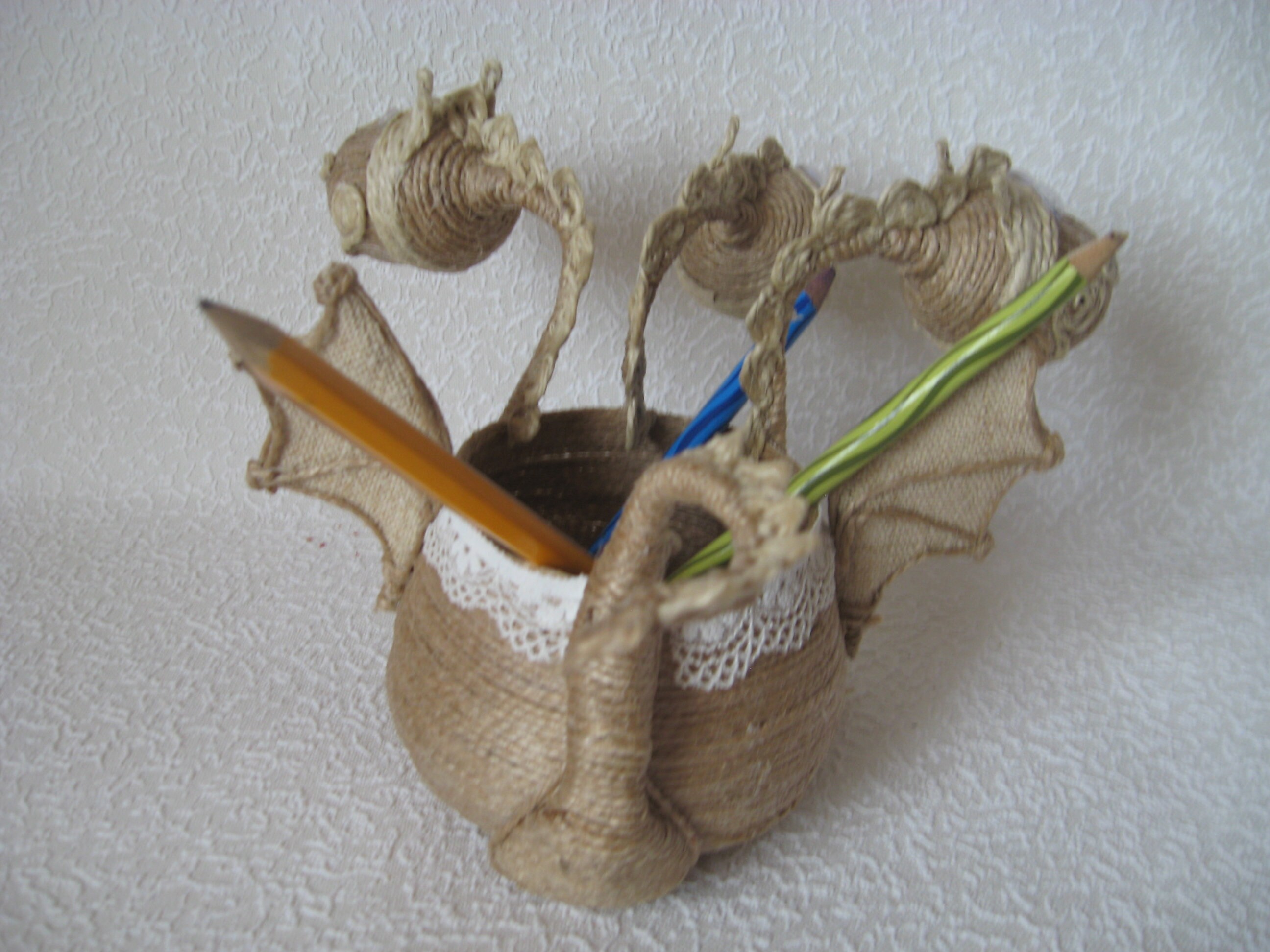 Dragon Pen holder Jute rope Dragon head Dragon figurine Pen | Etsy