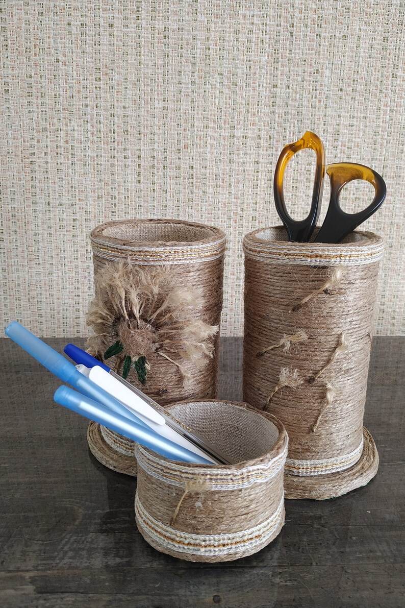 Desk Pen Holder Pen Cup Jute Decor Jute Rope Pencil Holder - Etsy Norway