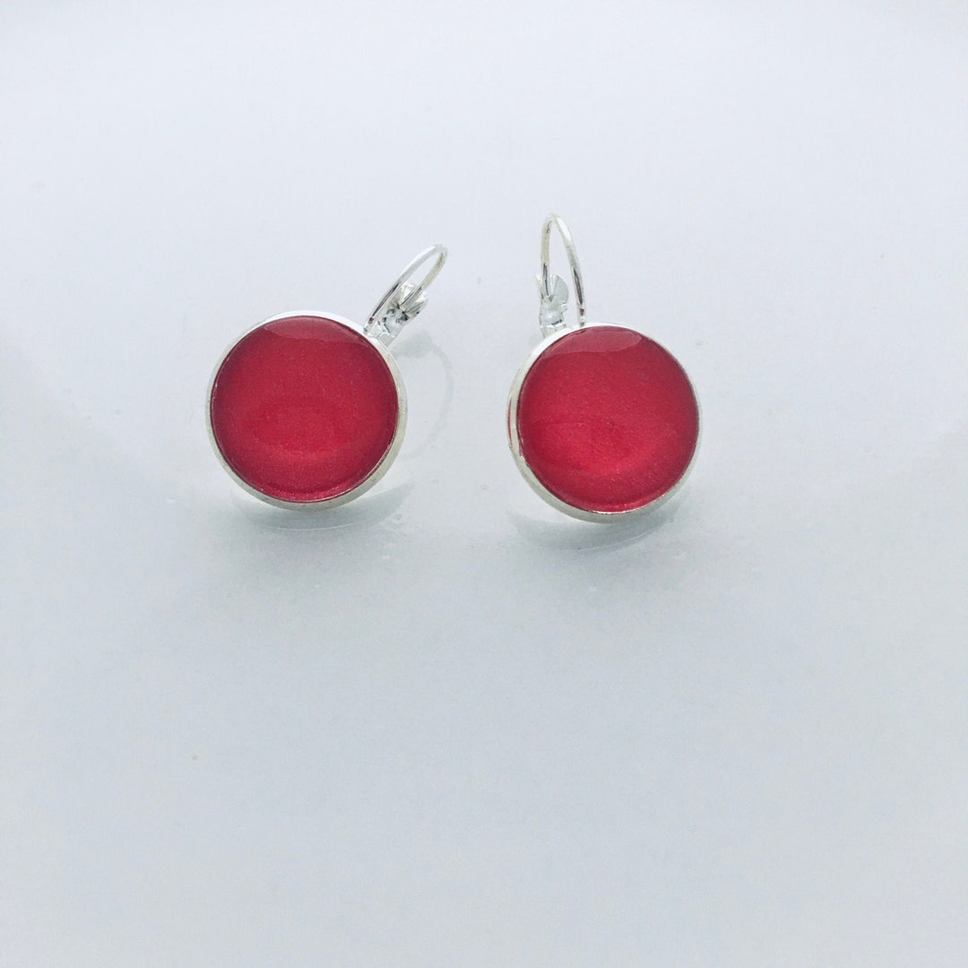 Bright Red Dangle Earrings for Women, Birthday Gift for Friend, Circle ...