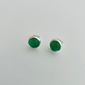 Green Glass Stud Earrings: Silverstone Bezel, Handmade Jewelry - Etsy