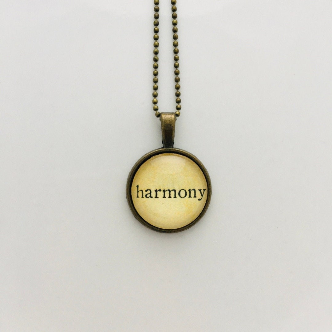 Harmony Necklace, Charm Word Necklace, Personalized Quote, Harmony ...