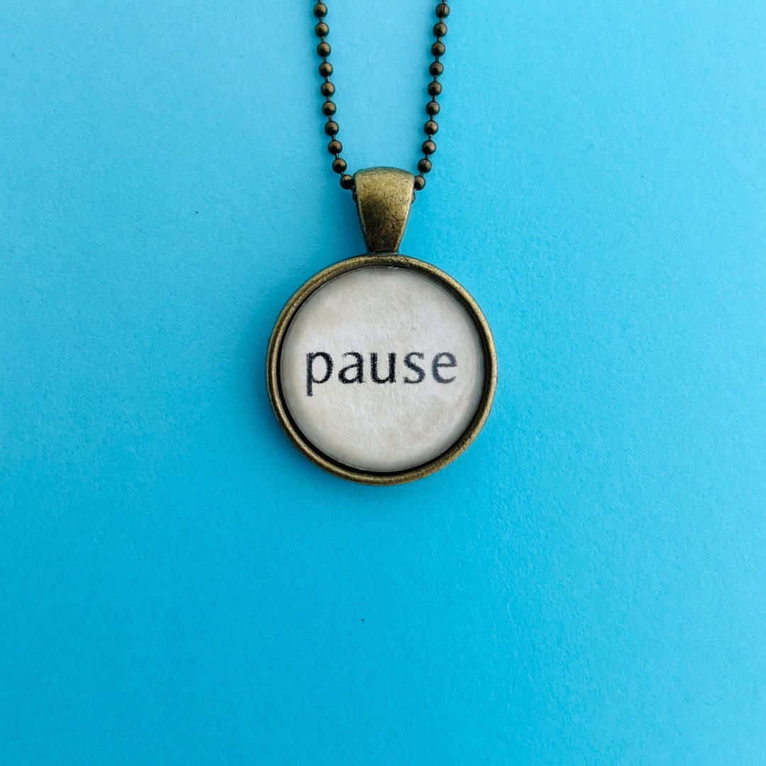 Pause Necklace, Pause Jewelry, Word of the Year Necklace, Anxiety ...