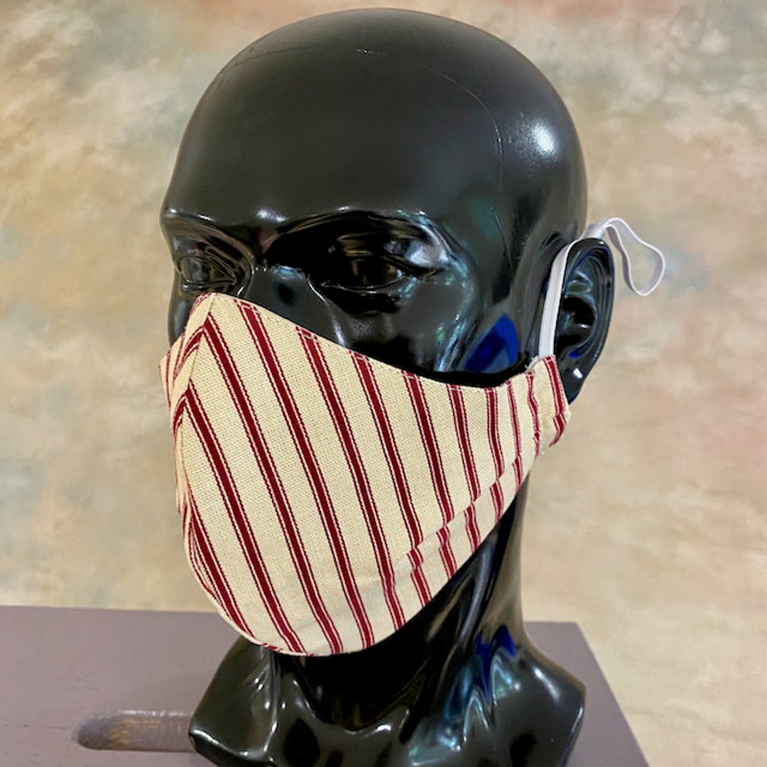 Red and Cream Striped Face Mask - Etsy
