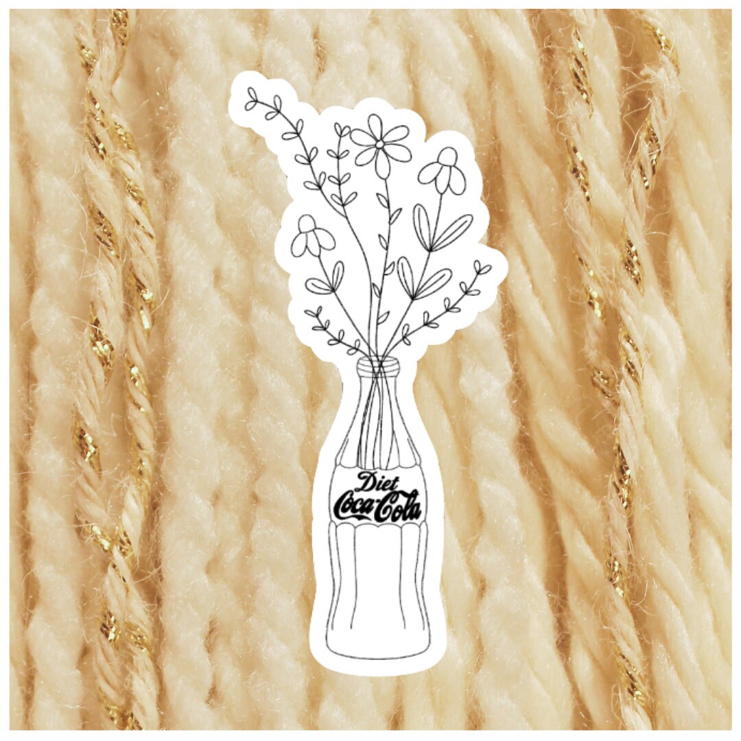 Coca Cola Sticker, Diet Coke Flower Vase, Black and White Floral, Die ...