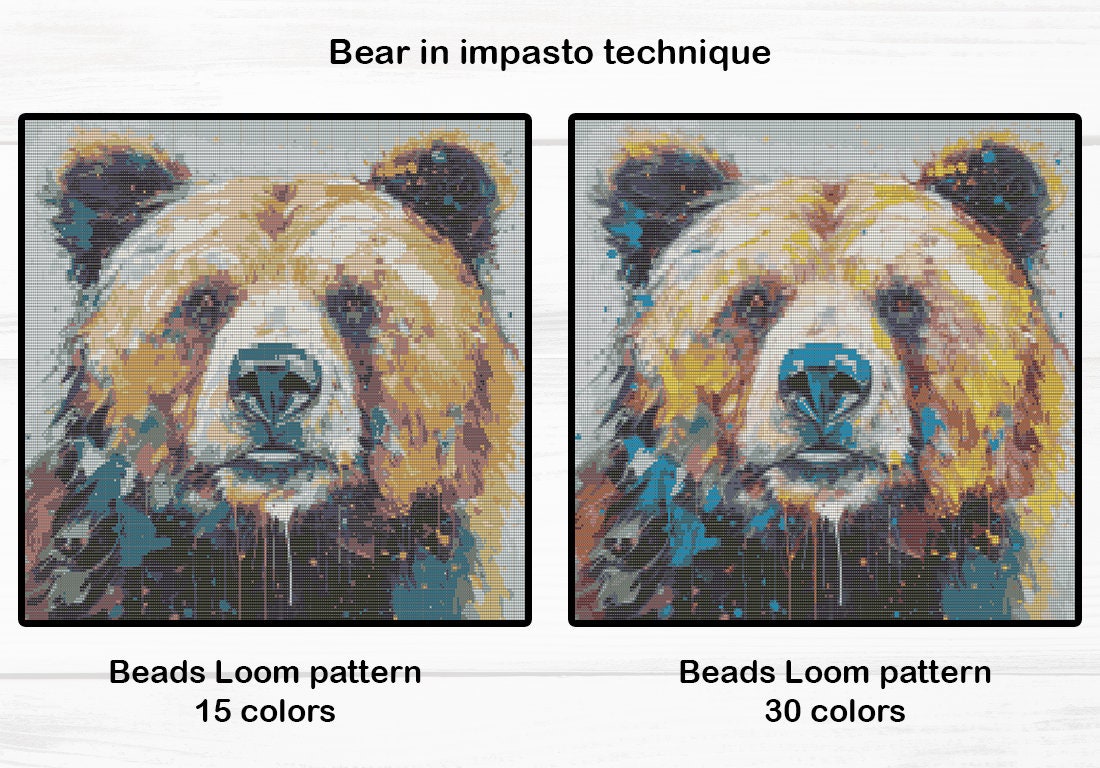 Bear Bead Embroidery Pattern PDF, Cross Stitch and Loom, Peyote Stitch ...