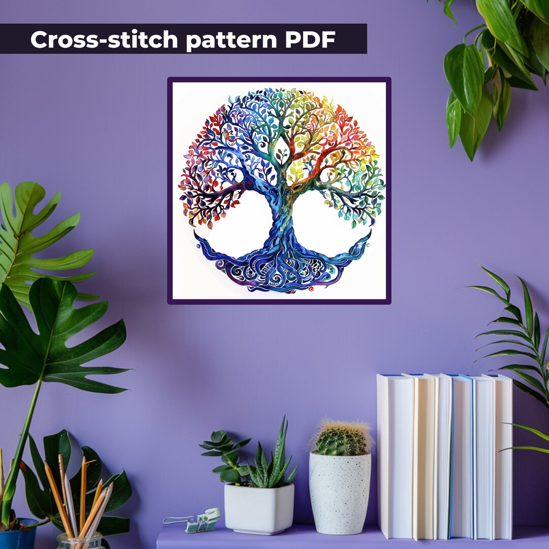 Tree of Life Cross Stitch Pattern, Design Flower, Floral Chart, Unique ...