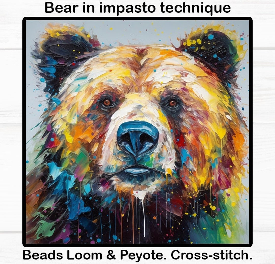 Bear Bead Embroidery Pattern PDF, Cross Stitch and Loom, Peyote Stitch ...