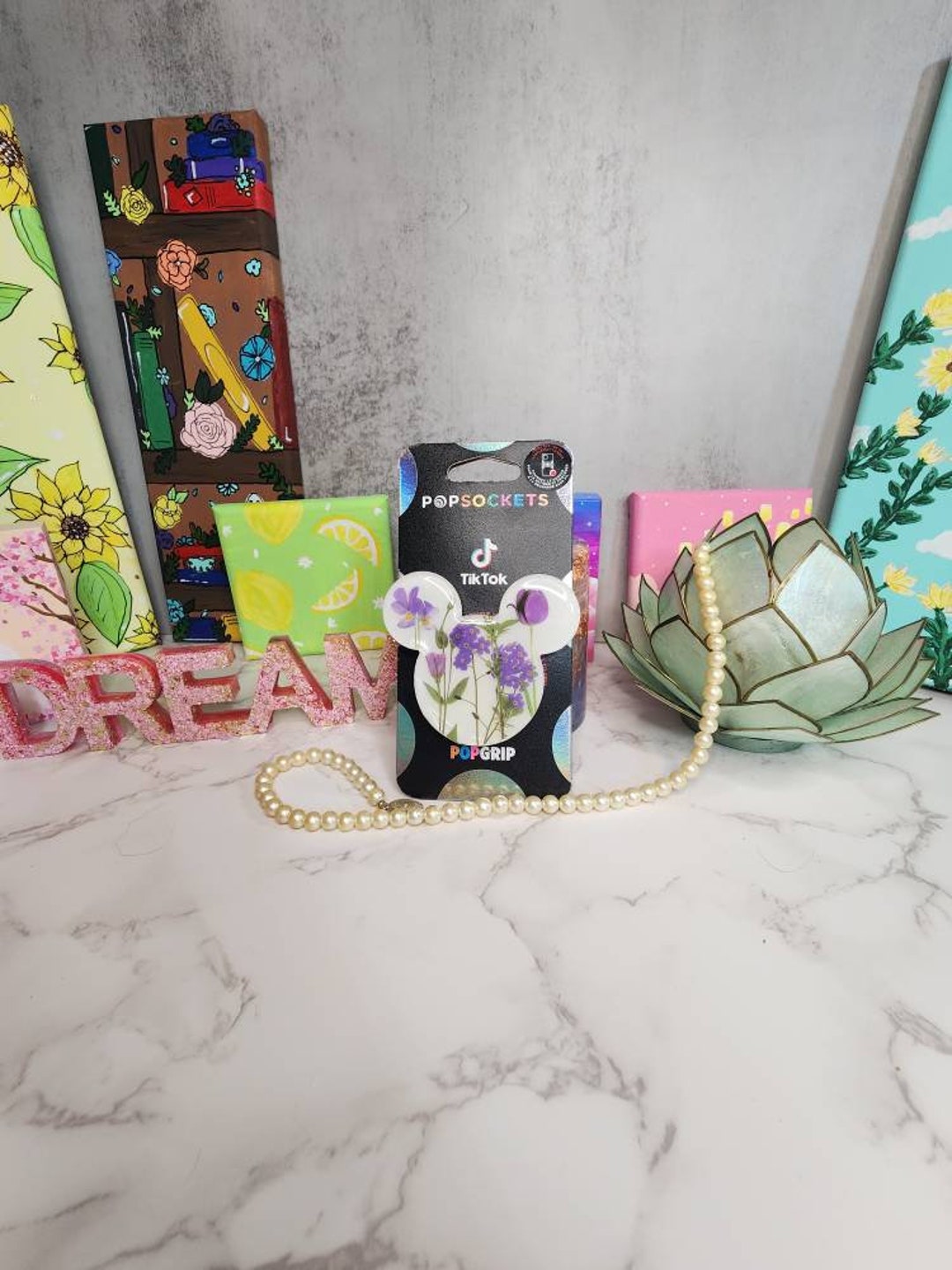 Mickey Mouse Disney Inspired Pink Flower Popsocket, Resin, Handmade ...