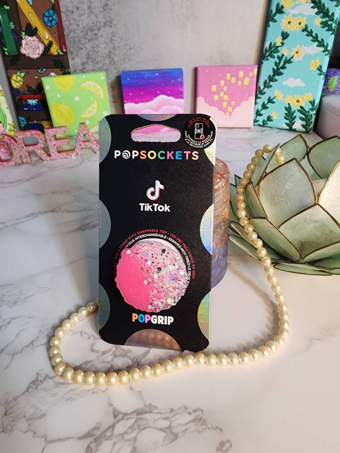 Custom Glitter Pink Ombre Crystal Agate Popsocket Phone Grip or Badge ...