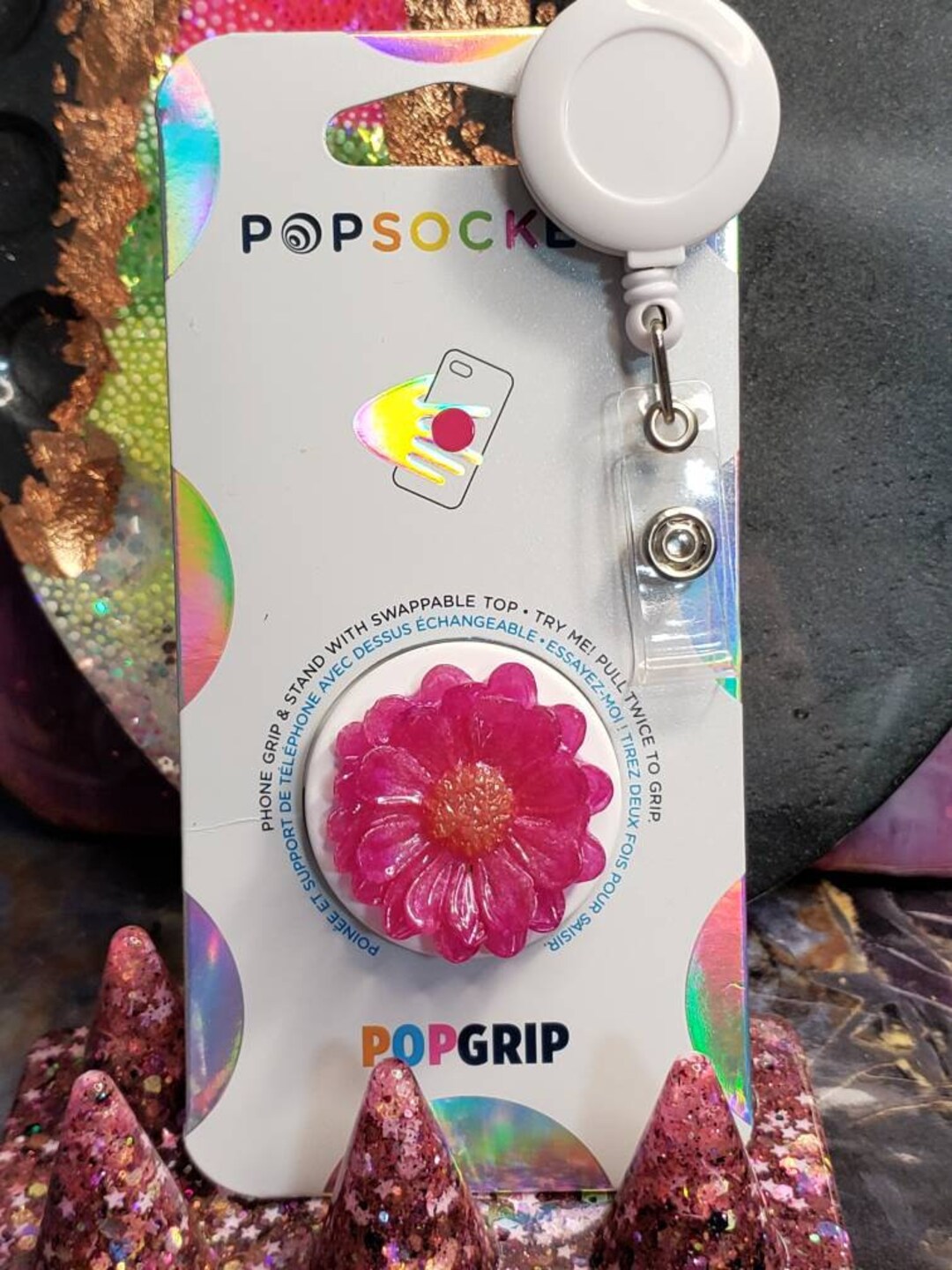 Small Detailed Flower Plant Popsocket. Authentic Handmade Resin Phone ...