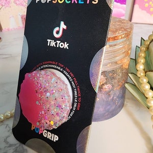 Custom Glitter Pink Ombre Crystal Agate Popsocket Phone Grip or Badge ...