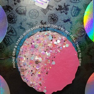 Custom Glitter Pink Ombre Crystal Agate Popsocket Phone Grip or Badge ...