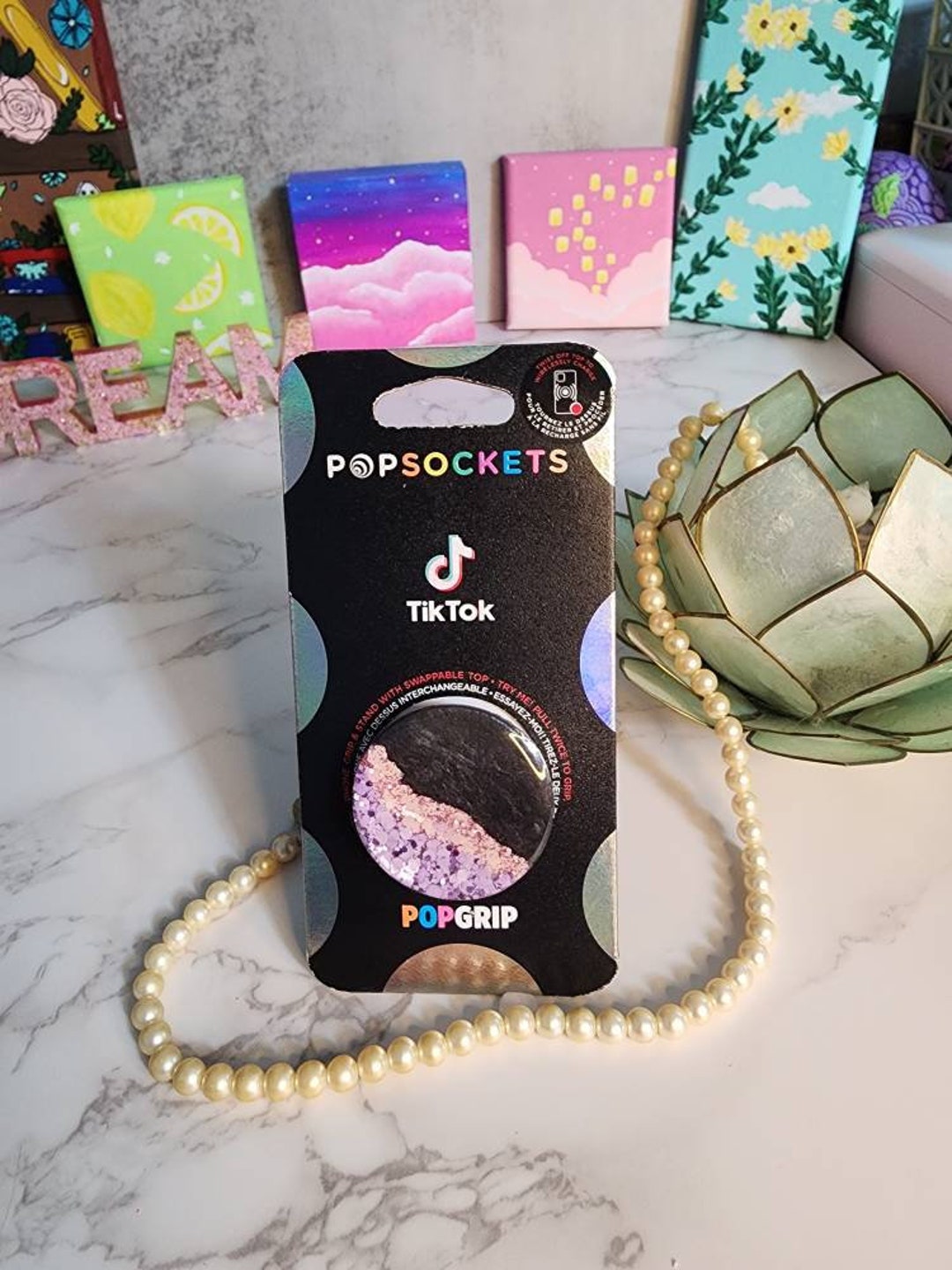 Custom Kawaii Black Glitter Colorful on Authentic Popsocket - Etsy