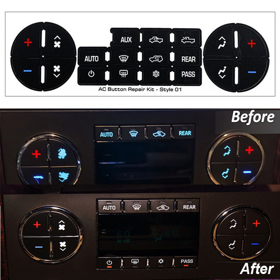 GM CHEVROLET AC Climate Premium Vinyl Button Decals Button Repair ...
