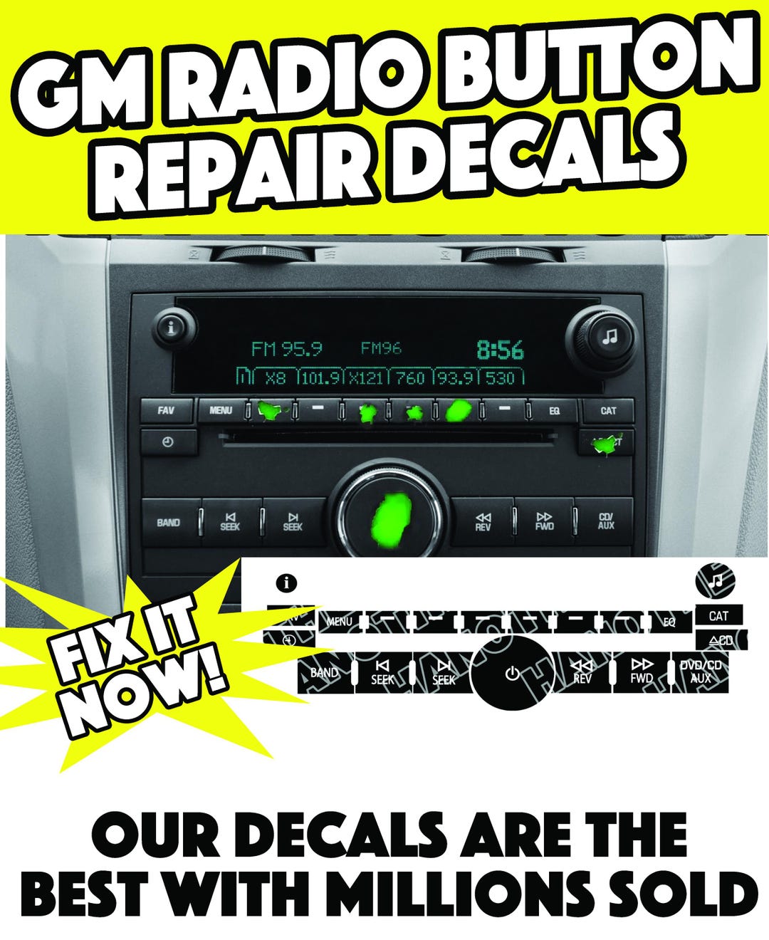 GM Stereo Radio Button Decals Button Repair Decals 2007-2014 - Etsy