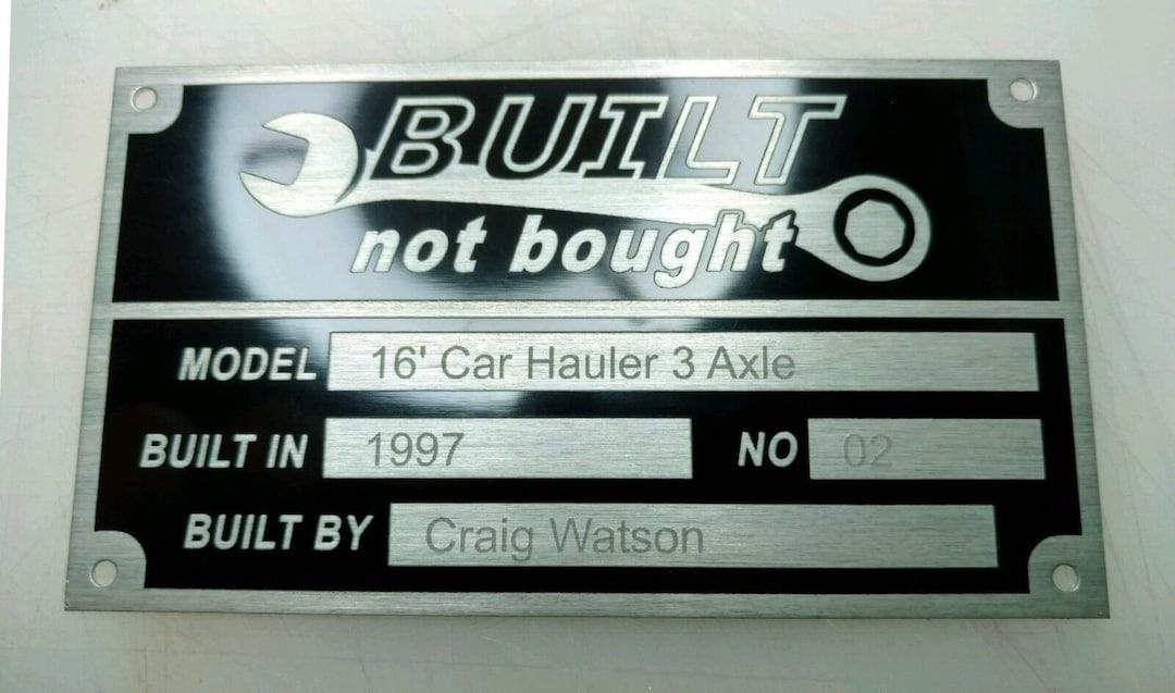 Custom Made Aluminum Dash Plate Tag - Etsy