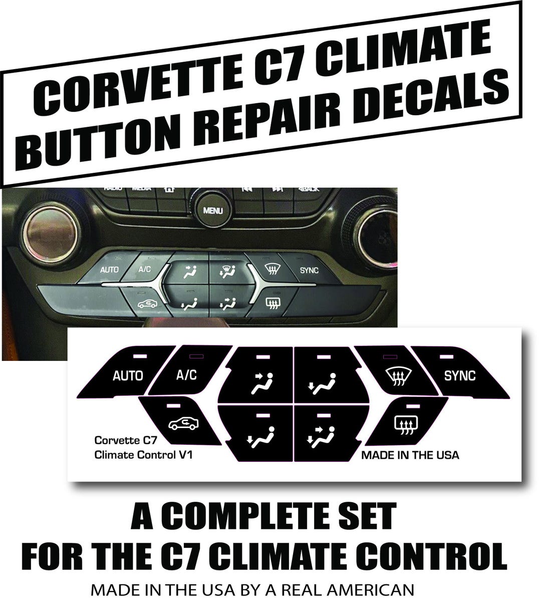 Corvette C7 Climate Control Button Repair Decals Sticker Set - Etsy