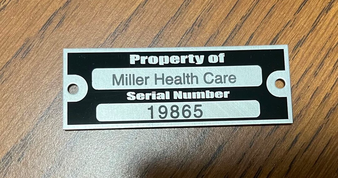 Property of Serial Number Data Plate With Your Custom Name & Numbers - Etsy