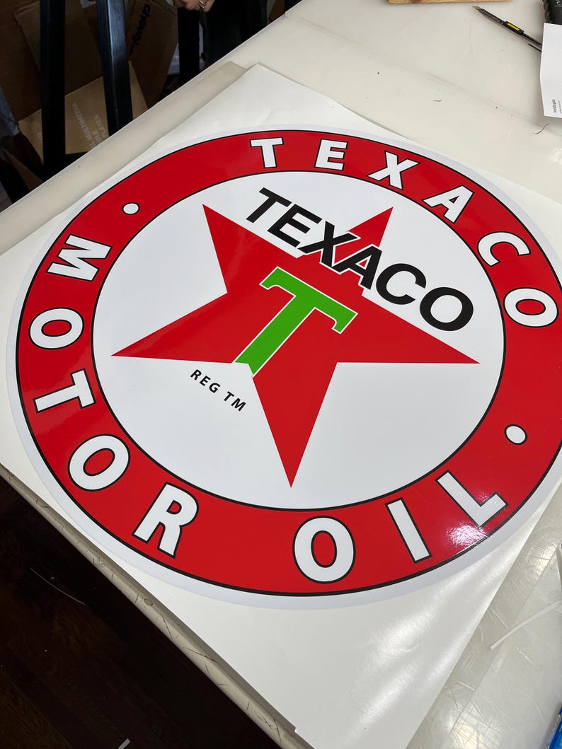 Large Texaco Motor Oil Super High Gloss 24 Inch Outdoor Durable Decal ...