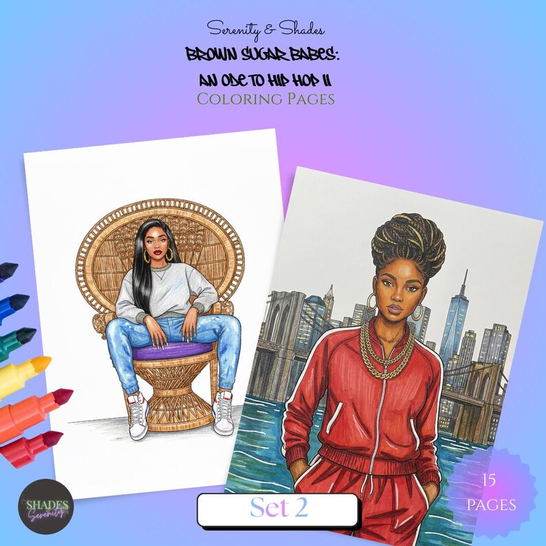 Brown Sugar Babes II Coloring Pages | Hip Hop Classic Fashion ...