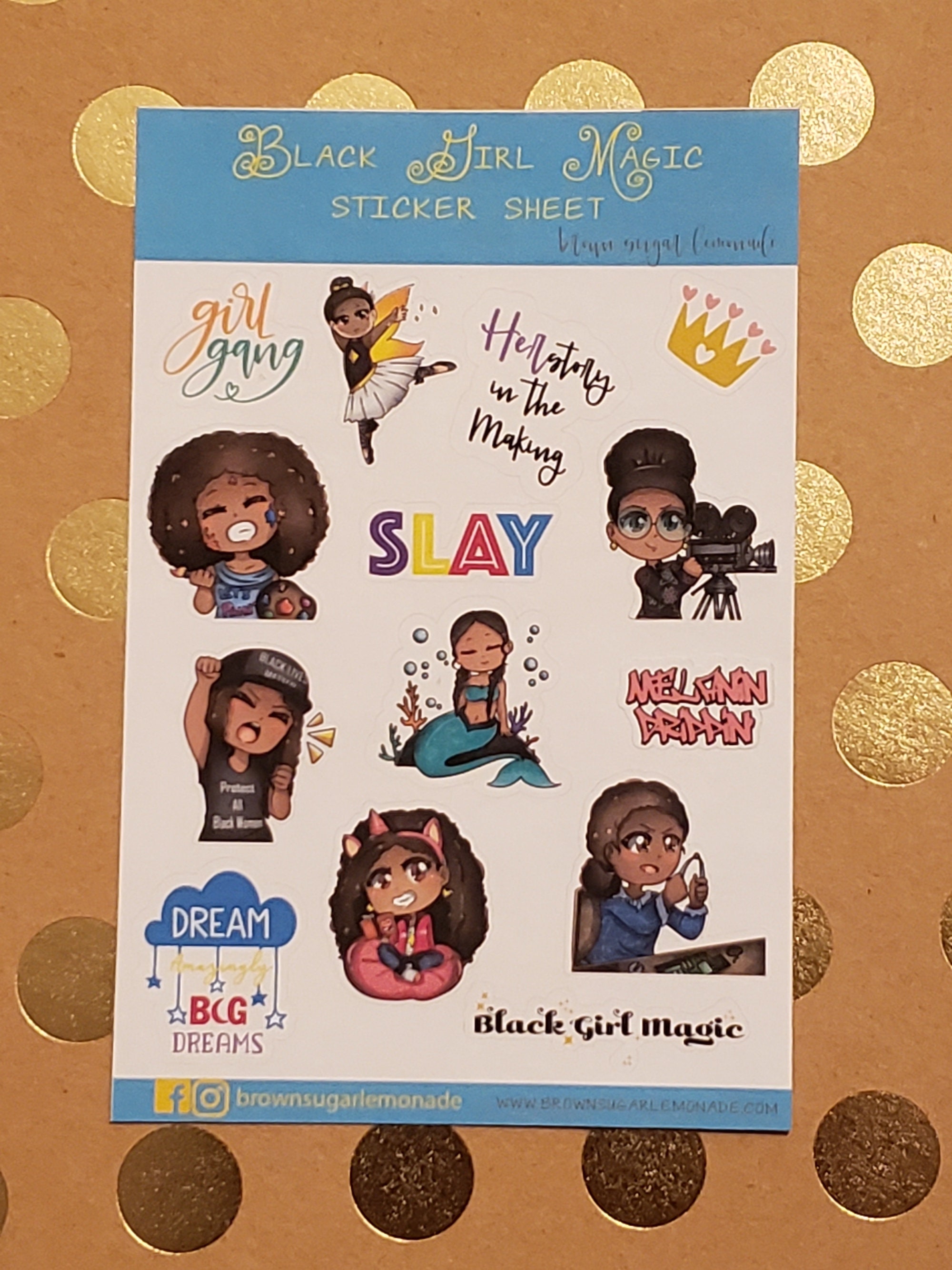 Brown Girl Sticker Sheet Sticker Pack Aesthetic Fun | Etsy