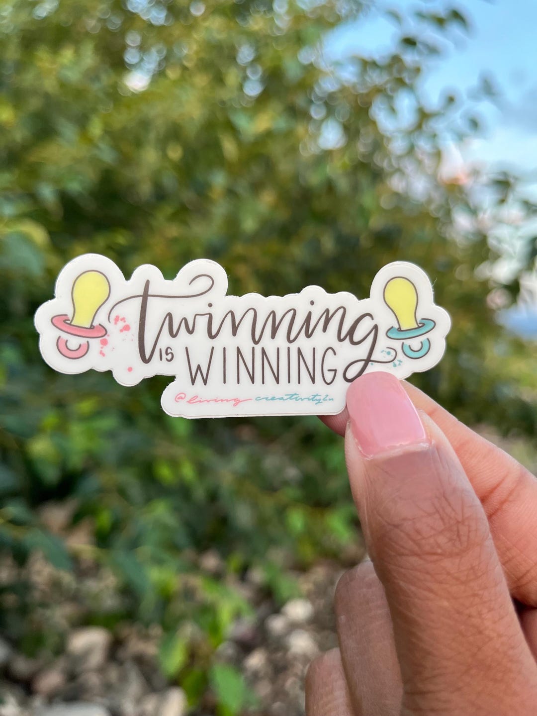 Adorable Pink and Blue Twinning Sticker - Waterproof Vinyl Decals for ...
