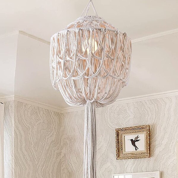 Macrame Hanging Lamp - Etsy