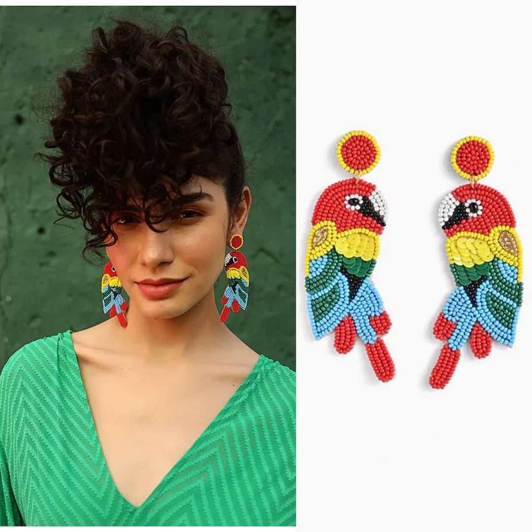 Bunte Ohrringe Papagei Seed Glas Perlen Tropischer Vogel - Etsy.de