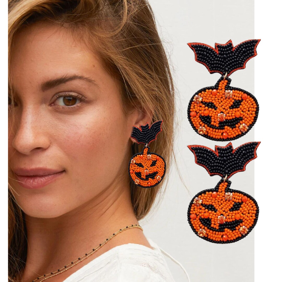 Halloween Bat Jack-o-lantern Pumpkin Seed Beaded Autumn Fall - Etsy