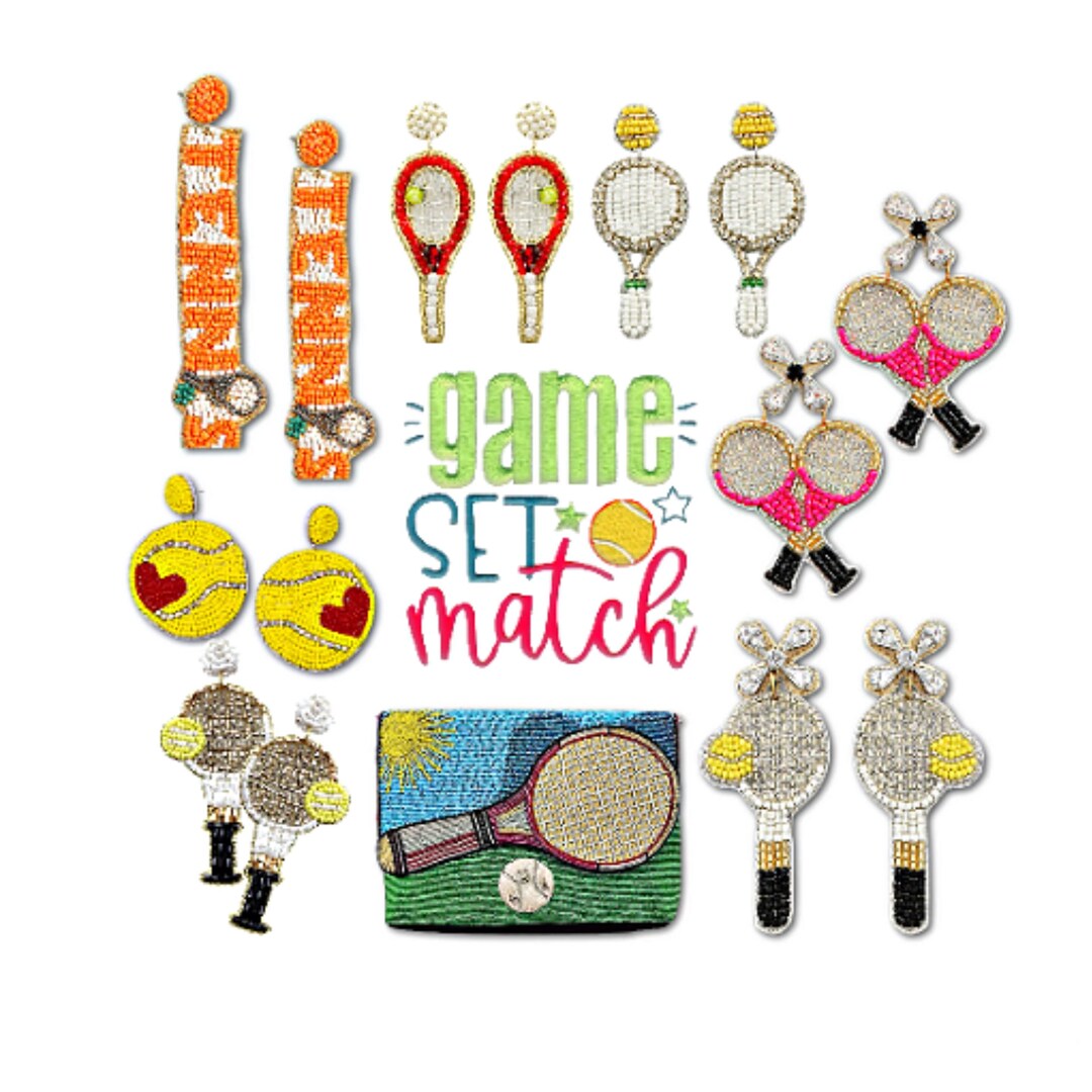 Tennis Lovers Players Seed Bead Statement Sports Gift Earrings - Etsy