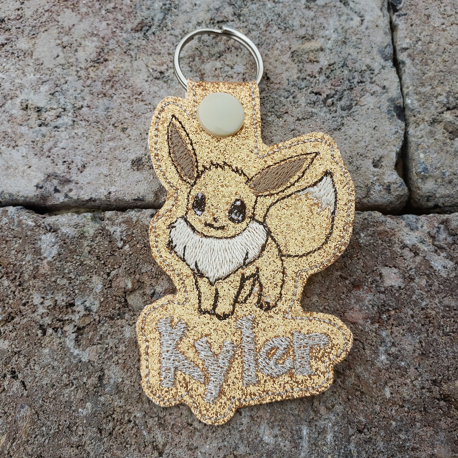 Embroidery Personalized Shiny Pokemon Eevee Snap-on Keychain - Etsy