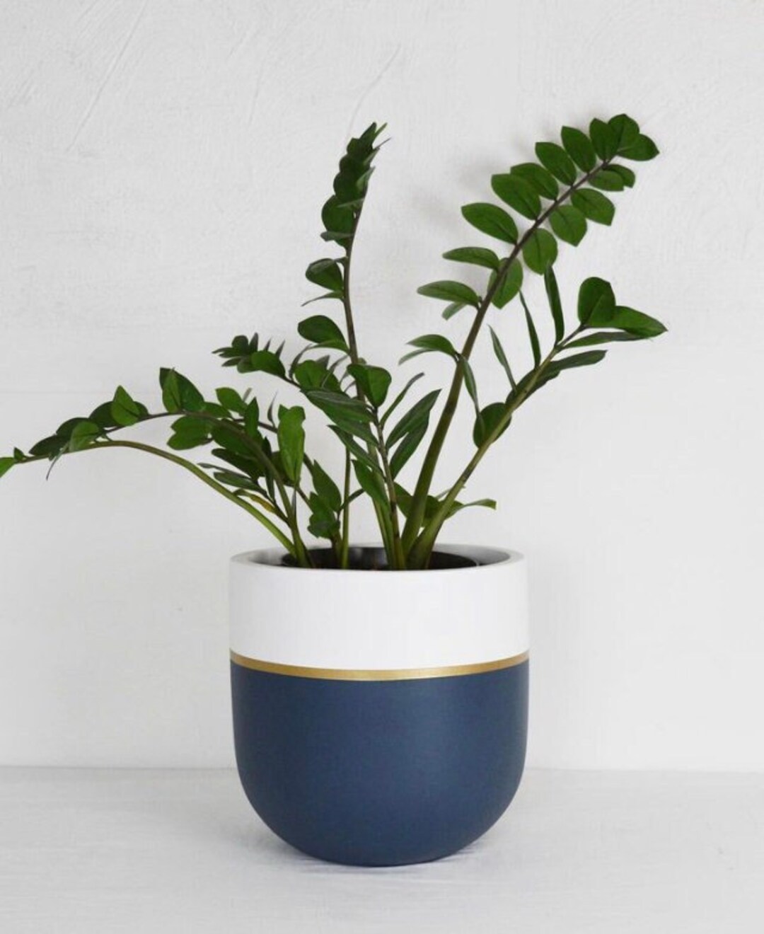Navy Gala Fibrestone Plant Pot: Hand-painted Indoor Outdoor Planter - Etsy