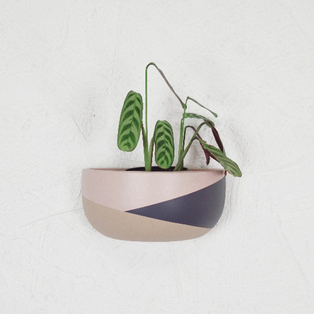 Colour Blocked Wall Planter: Fibrestone Indoor Hanging Plant Pot - Etsy