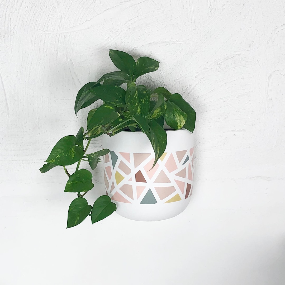 Terrazzo Tall Wallscape Planter, Blush Indoor Hanging Plant Pots, Mid ...