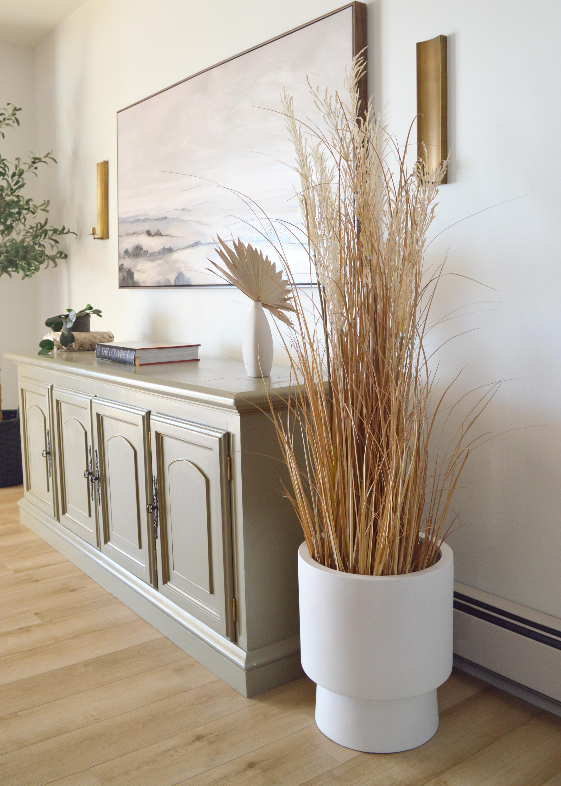 Matte White High Rise Pedestal Planter Pot, Indoor Decorative Floor ...