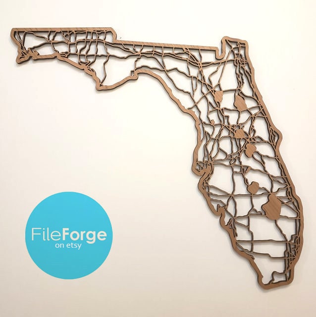 Florida Road Map Laser Cut File - Etsy