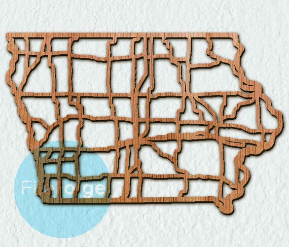 Iowa State Map Outline With Roads Laser Cut File | Etsy
