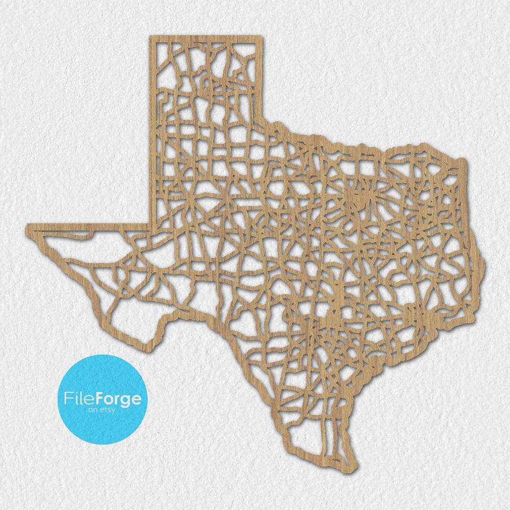 Texas Road Map Laser Cut File - Etsy