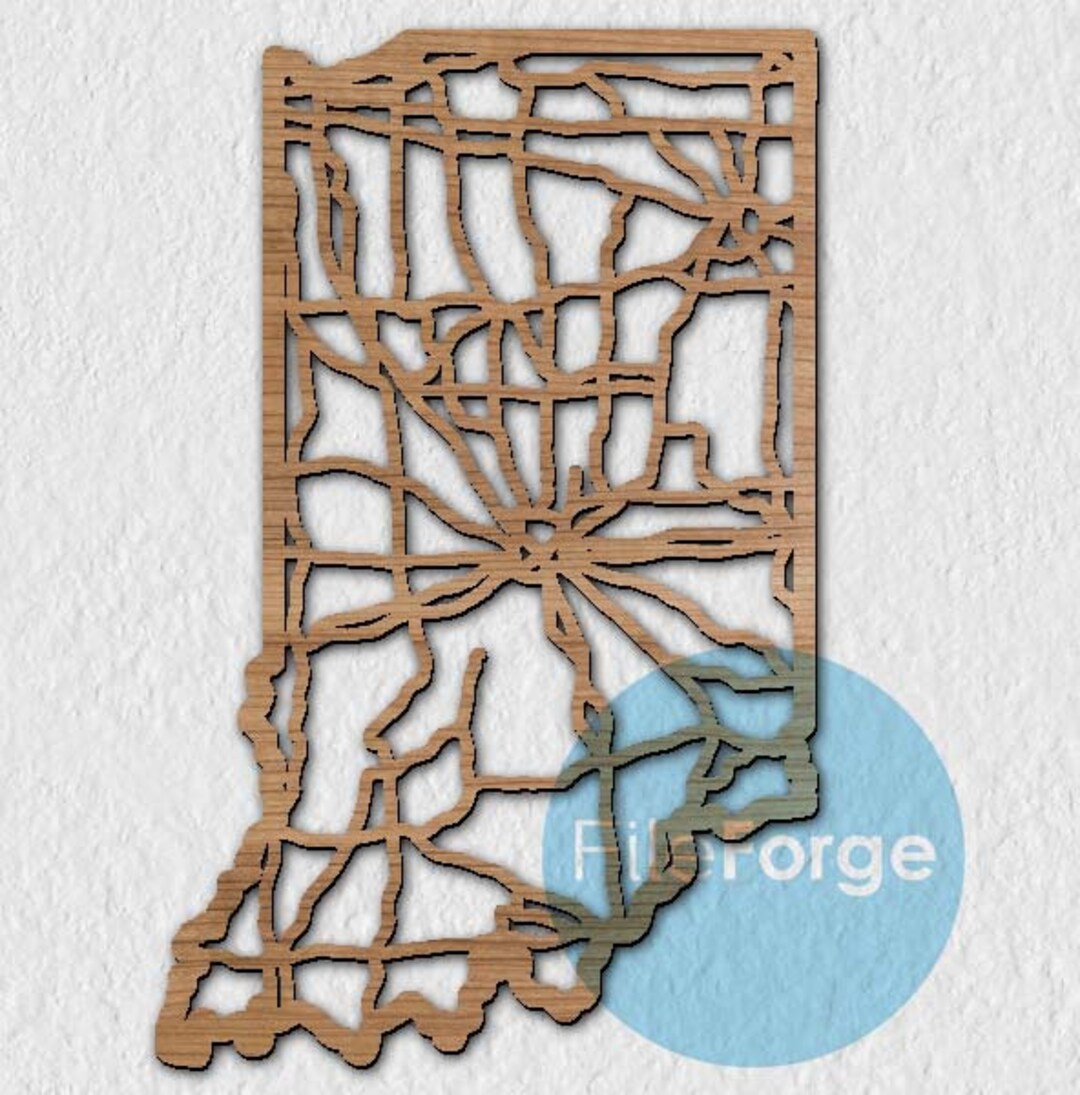 Indiana Road Map Laser Cut File - Etsy