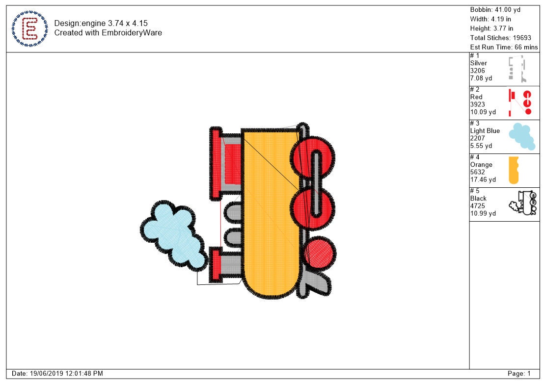 Steam Engine Embroidery Design - Etsy