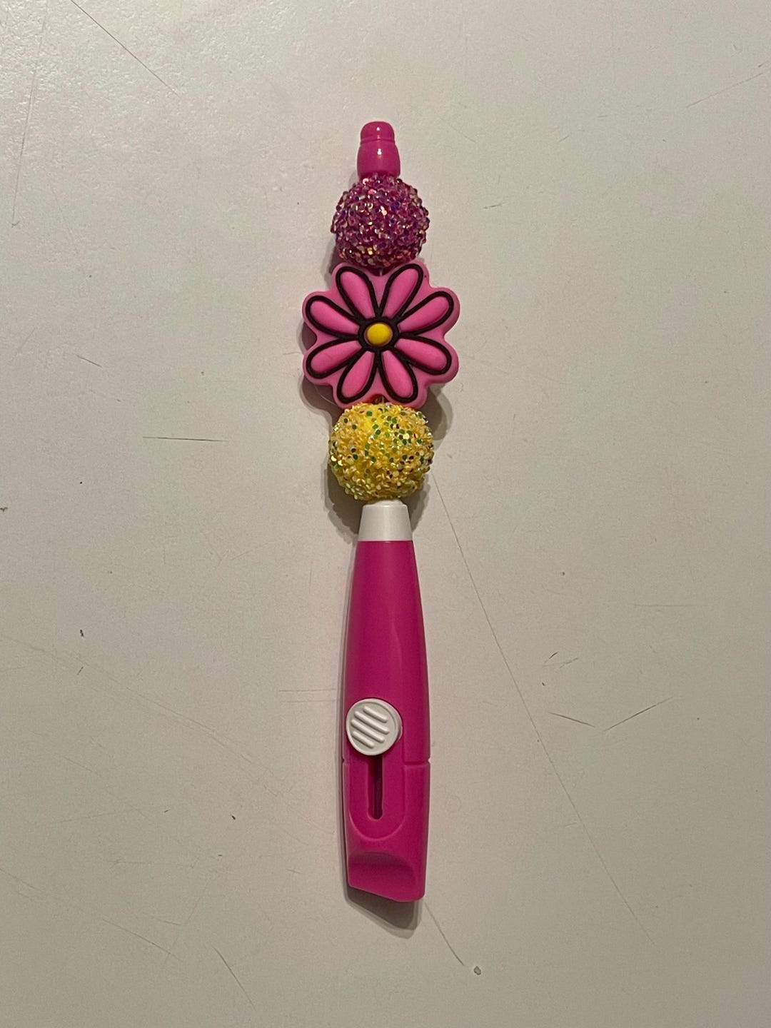 Stylish Pink Daisy Beaded Box Cutter With Glitter Accents - Etsy