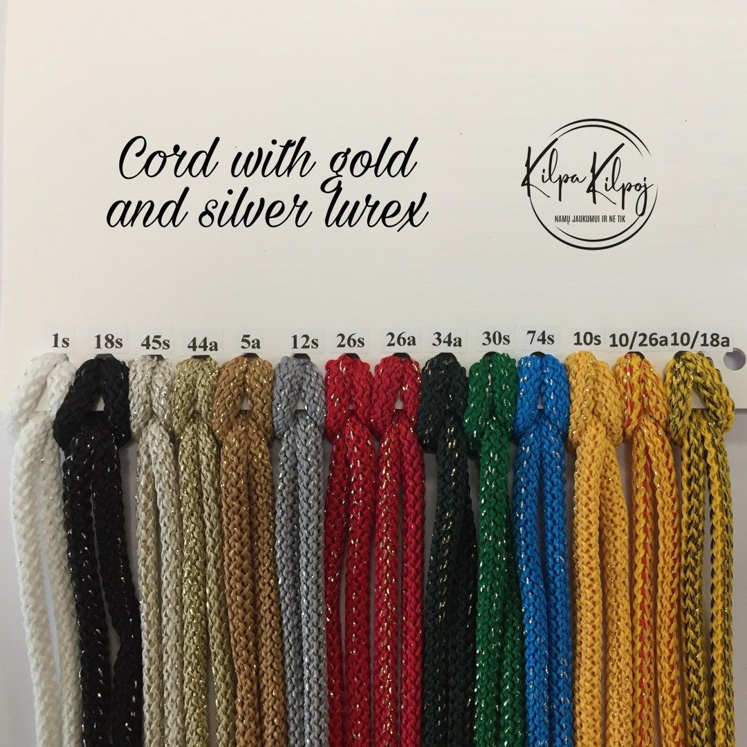 5mm Crochet Cord With Gold Silver Lurex, Macrame Polyester Cord Rope ...