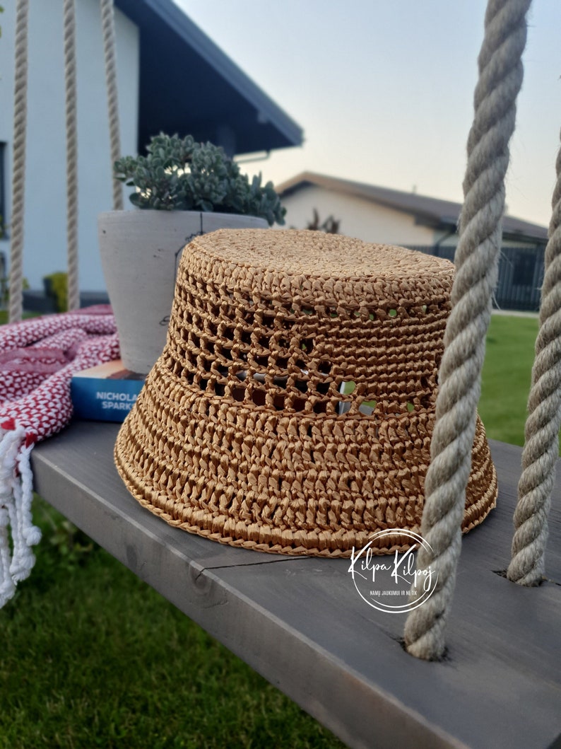 Raffia Bucket Hat, Handmade Raffia Hat, Natural Panama, Straw Bucket ...