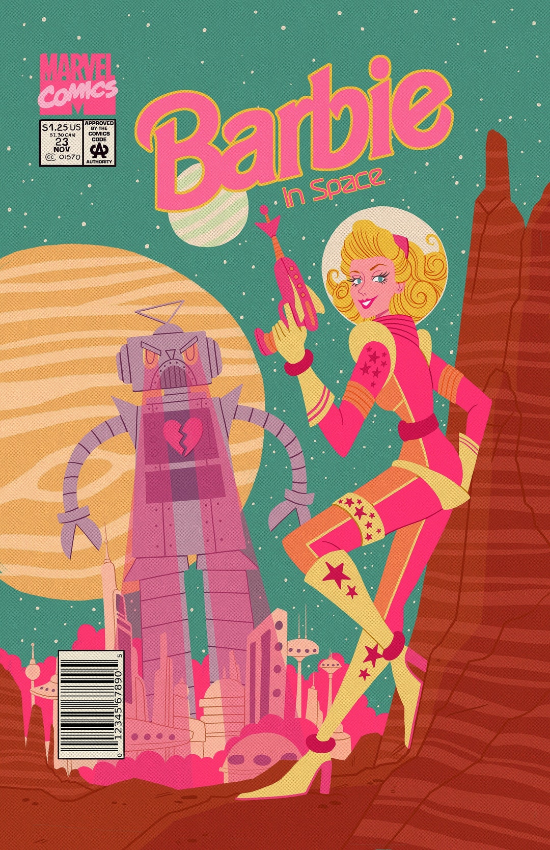Barbie in Space a Vintage Comic Cover Art Print - Etsy